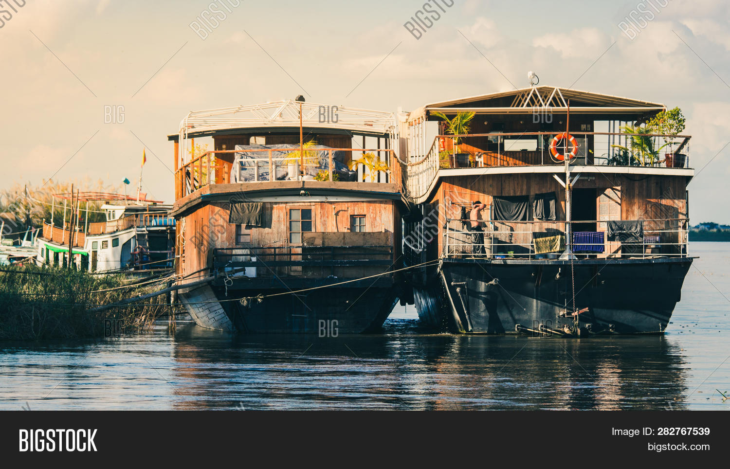 Burmese Housing Boats Image & Photo (Free Trial) | Bigstock