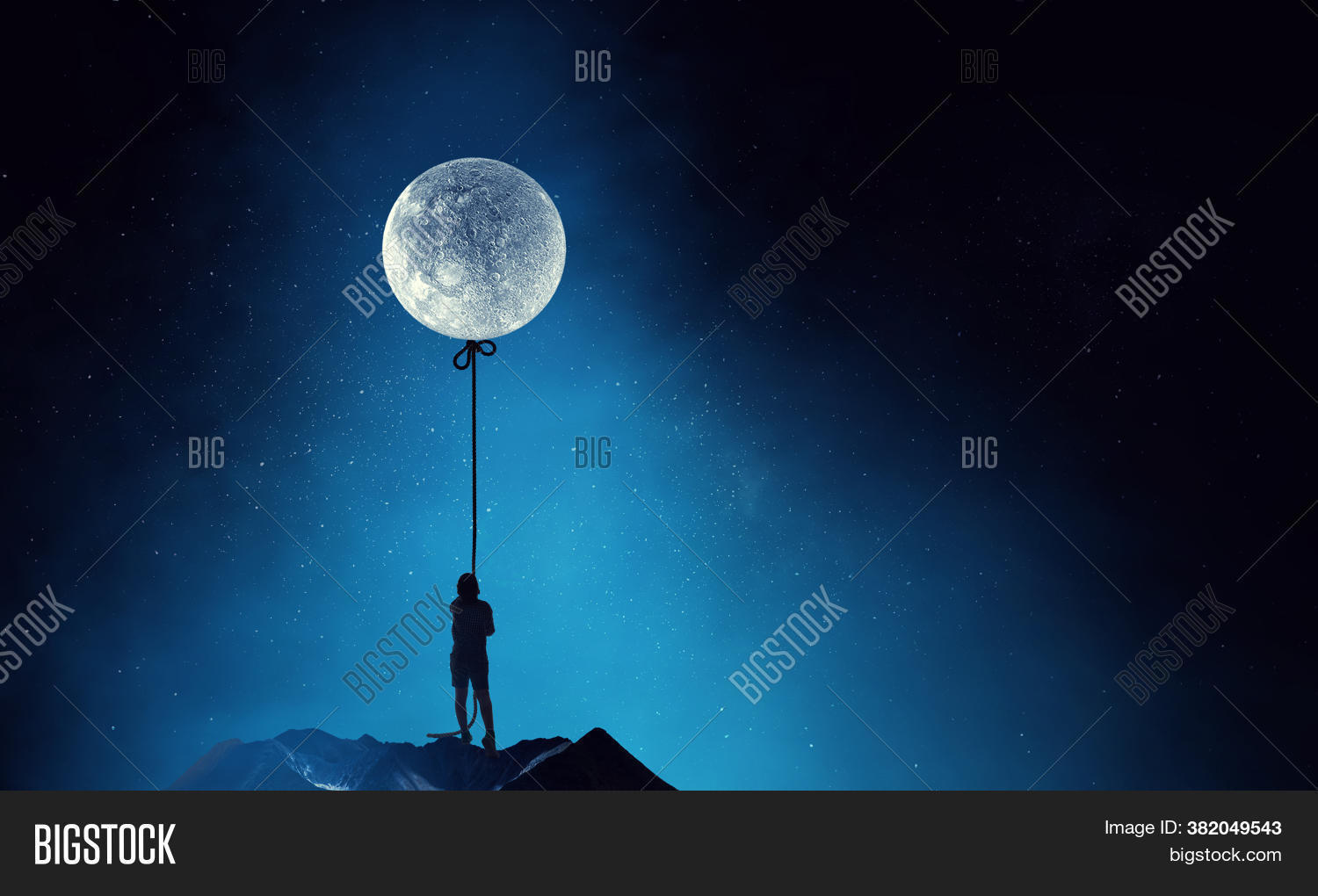 Kid Boy Catching Moon Image & Photo (Free Trial) | Bigstock
