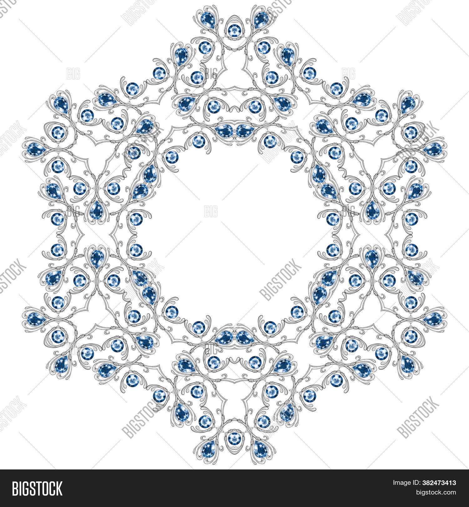 Silver Frame Blue Gems Image & Photo (Free Trial) | Bigstock