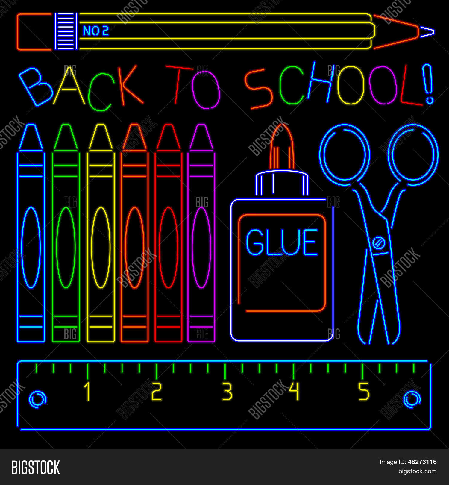 Neon Back--school Vector & Photo (Free Trial) | Bigstock