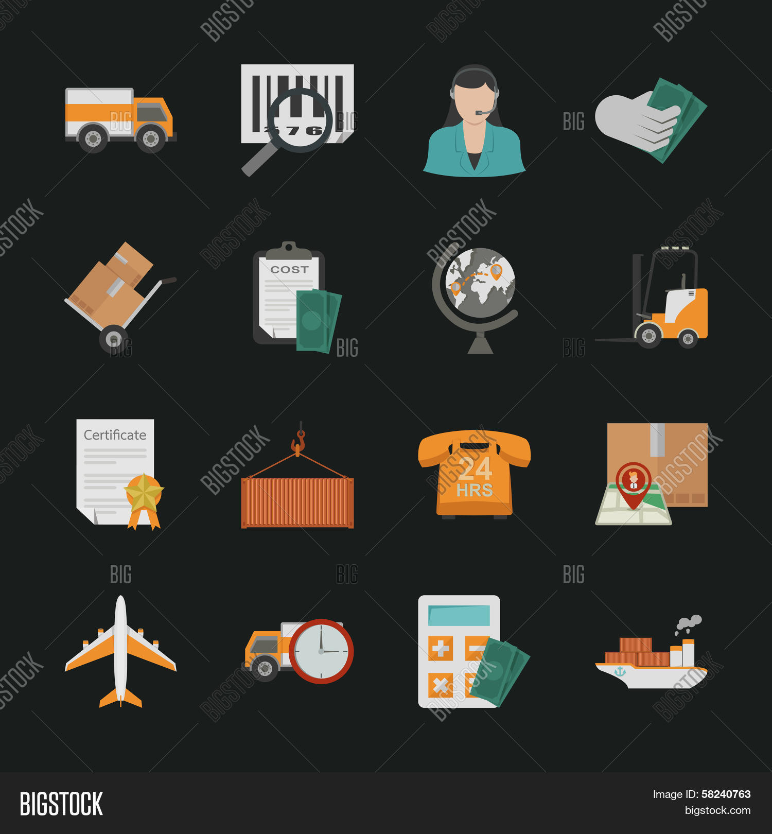 Logistics Icons Black Vector & Photo (Free Trial) | Bigstock
