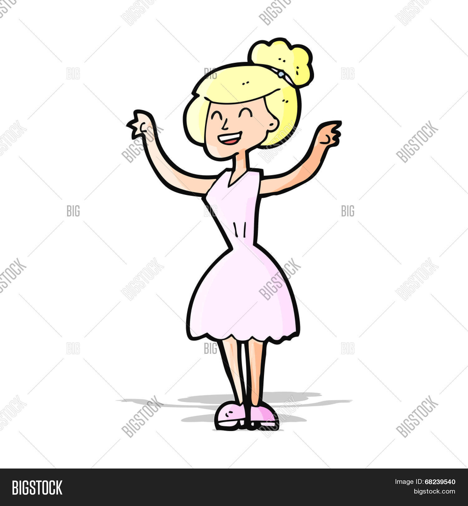 Cartoon Woman Raised Vector & Photo (Free Trial) | Bigstock
