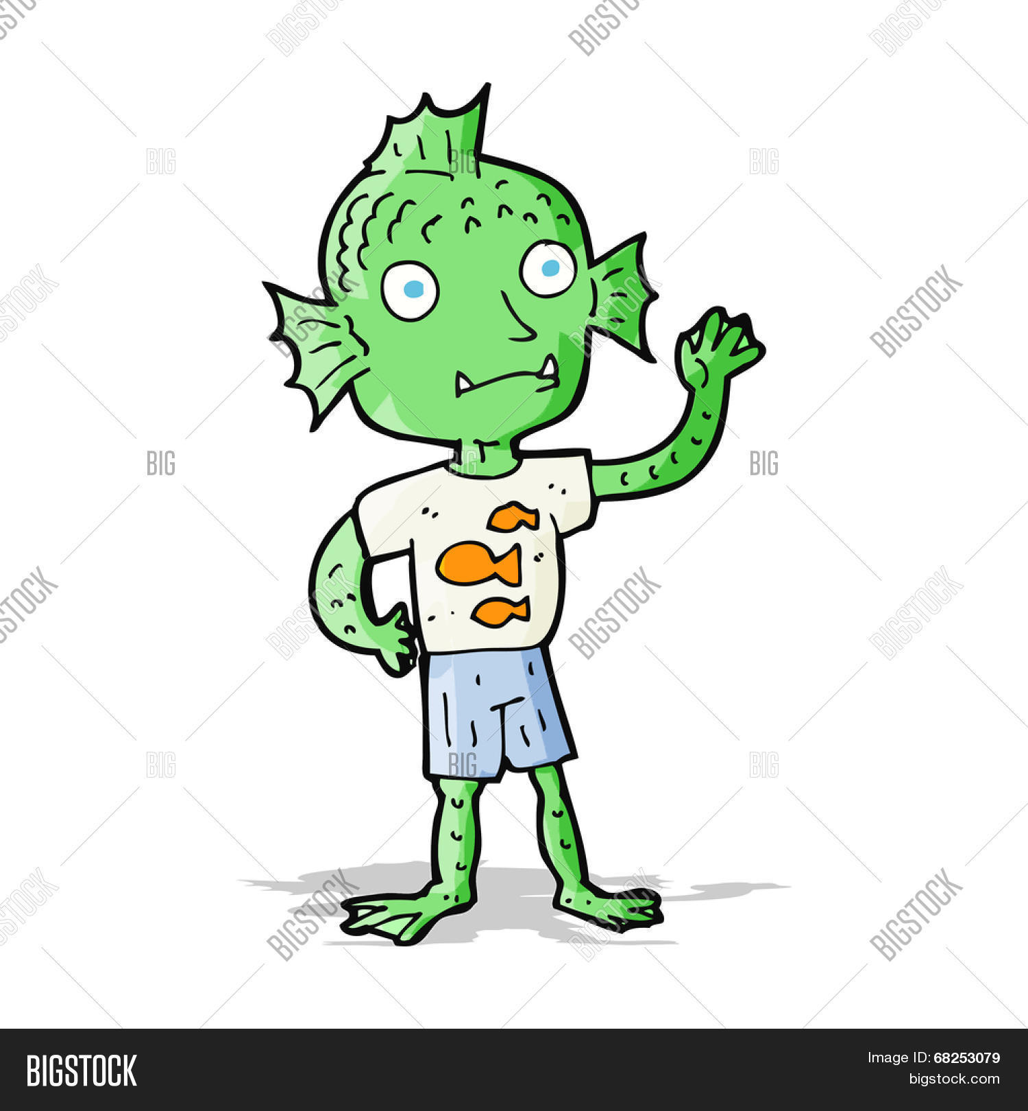 Cartoon Waving Fish Vector & Photo (Free Trial) | Bigstock