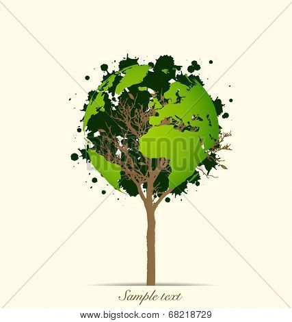 Tree Shaped World Map Vector & Photo (Free Trial) | Bigstock