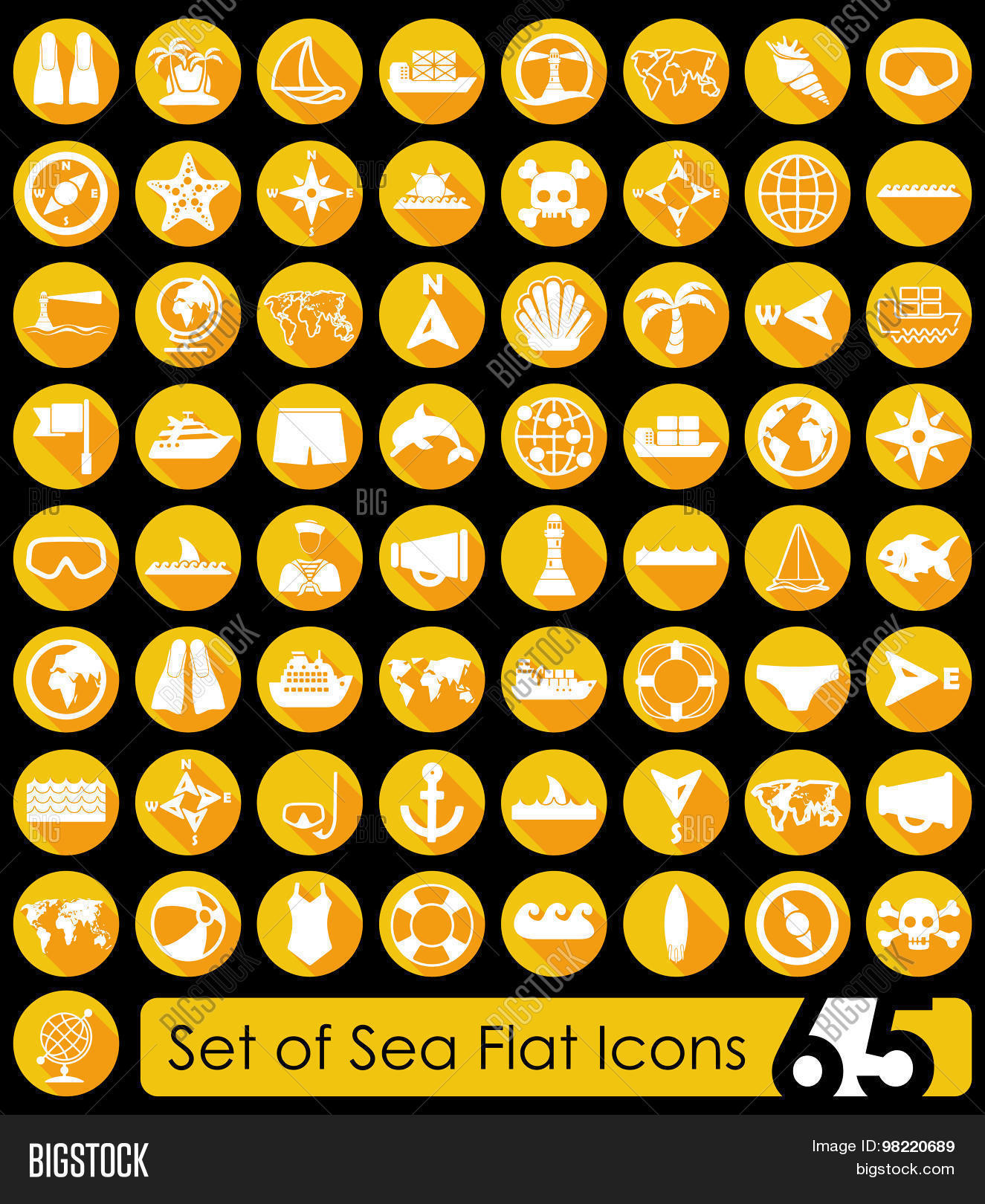 Set Sea Icons Vector & Photo (Free Trial) | Bigstock
