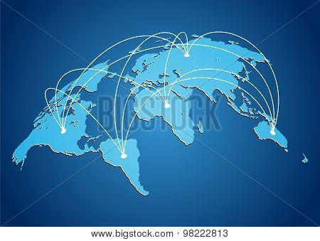 Map World Connected Vector & Photo (Free Trial) | Bigstock