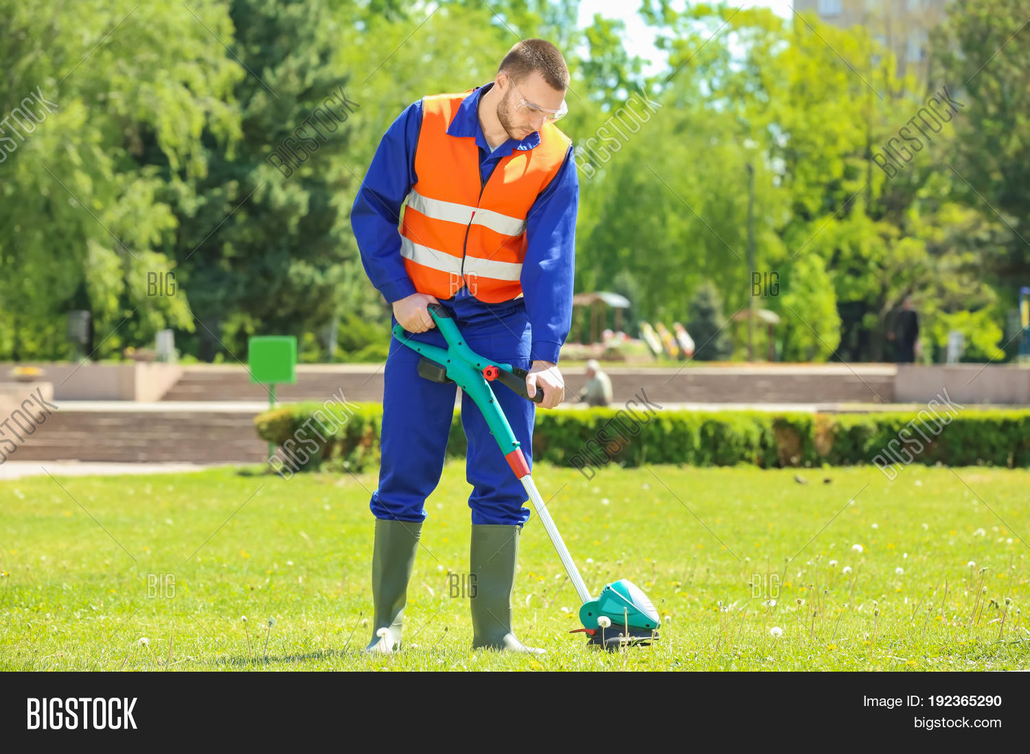 Young Worker Mowing Image & Photo (Free Trial) | Bigstock