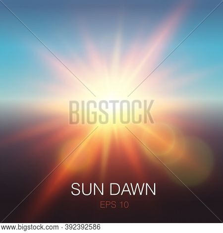 Realistic Sun Dawn Vector & Photo (Free Trial) | Bigstock