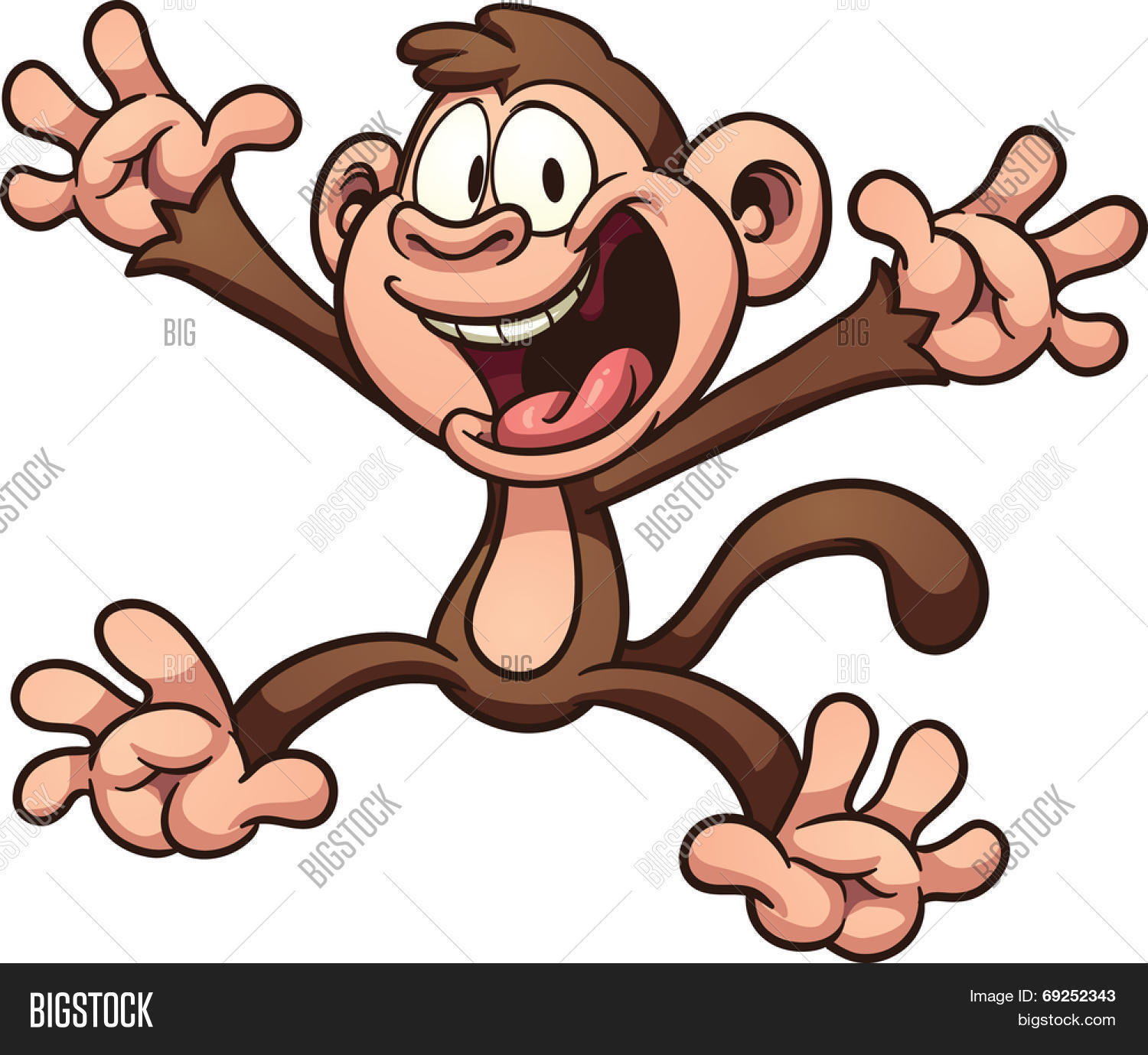 Happy Cartoon Monkey Vector & Photo (Free Trial) | Bigstock