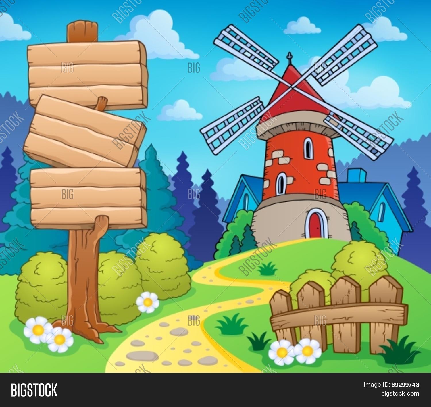 Scenery Sign Windmill Vector & Photo (Free Trial) | Bigstock