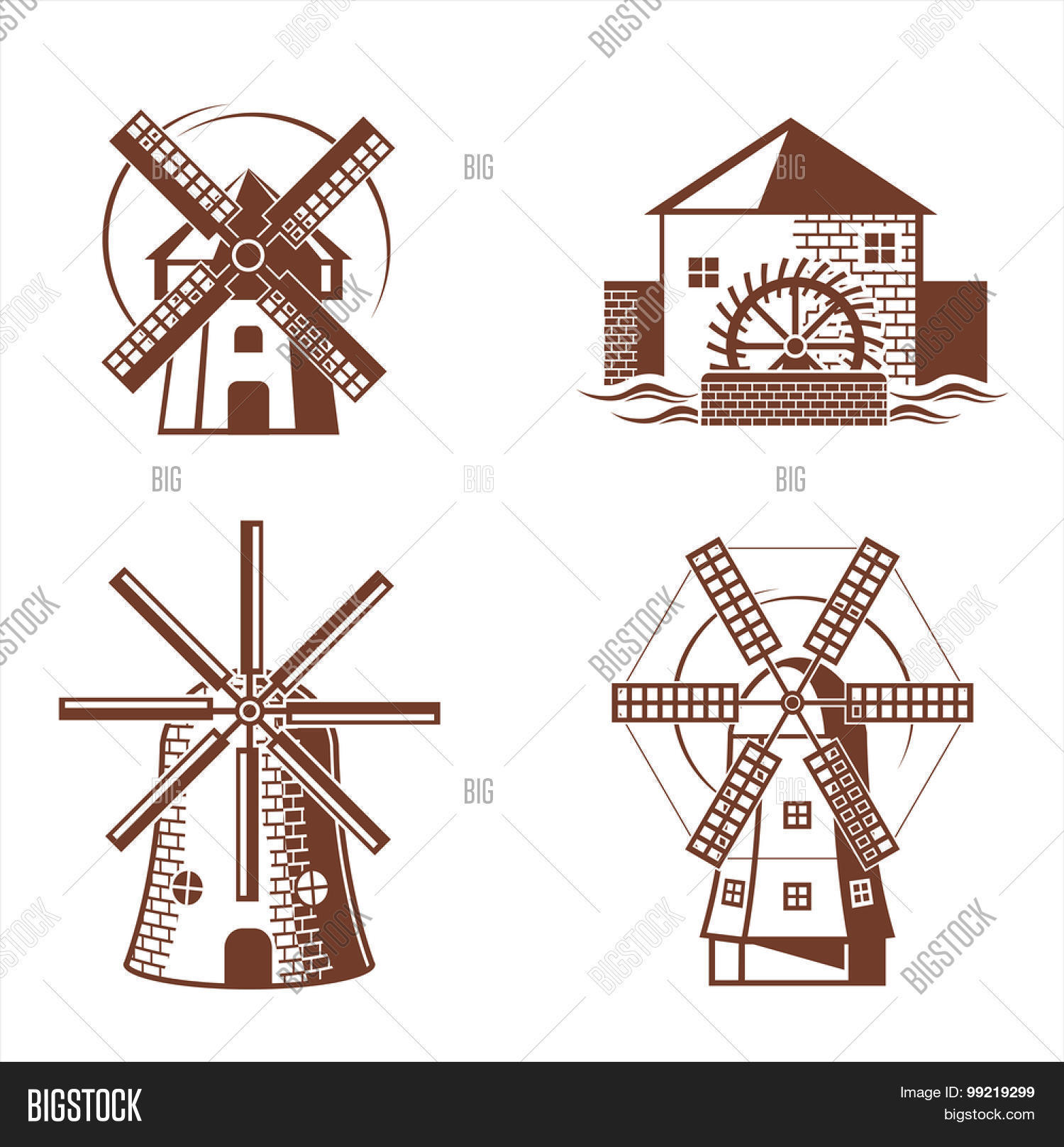 Ancient Mill Symbols Vector & Photo (Free Trial) | Bigstock