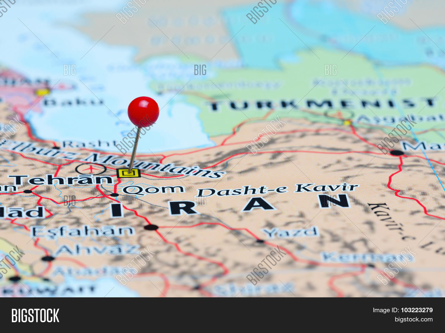 Tehran Pinned On Map Image & Photo (Free Trial) | Bigstock
