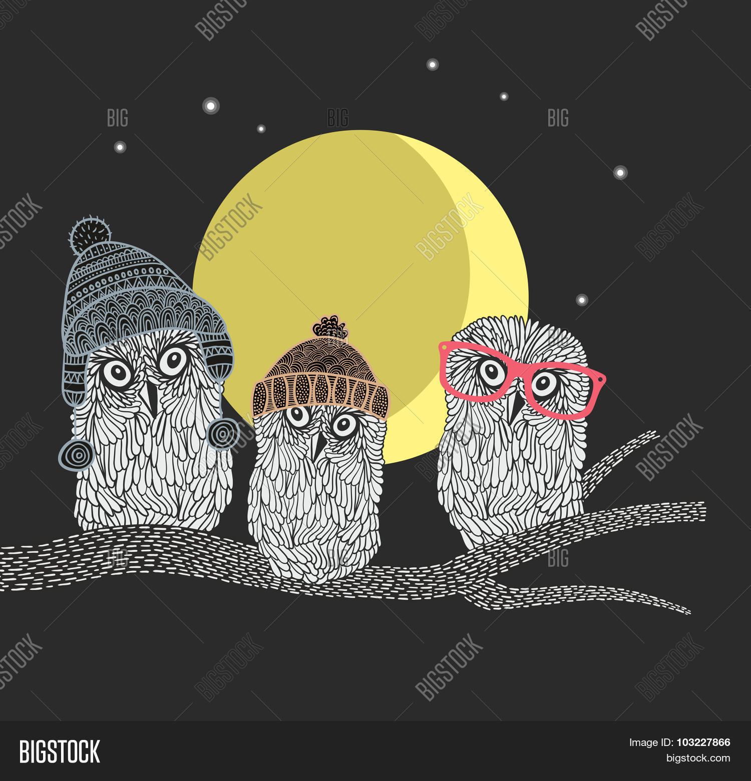 Three Owl Friends On Vector & Photo (Free Trial) | Bigstock