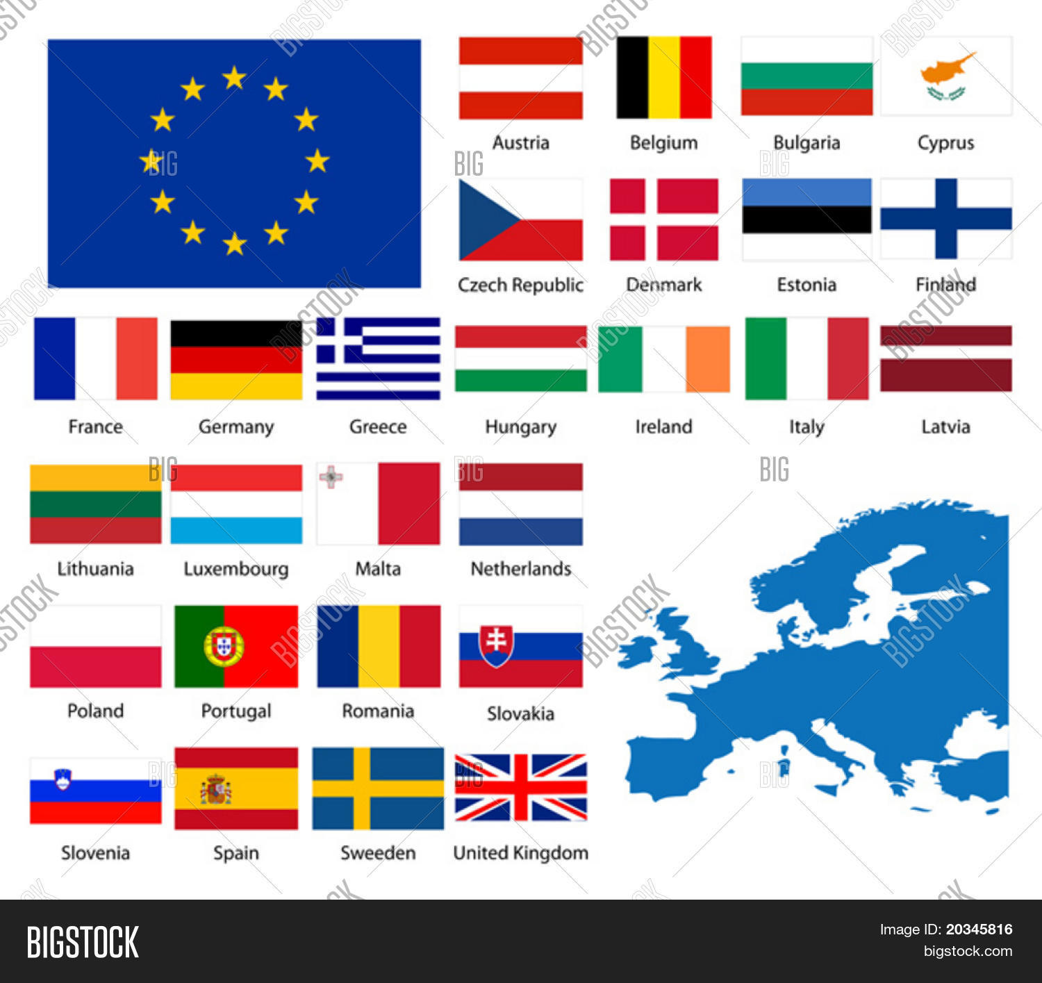 Detailed Flags Map Vector & Photo (Free Trial) | Bigstock
