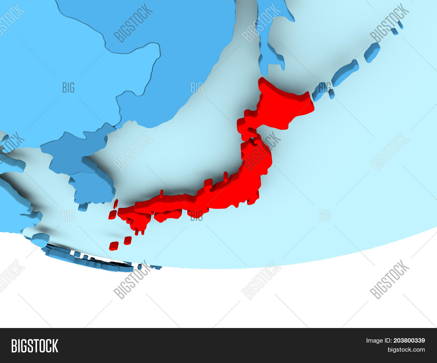 Japan Red On Blue Map Image & Photo (Free Trial) | Bigstock