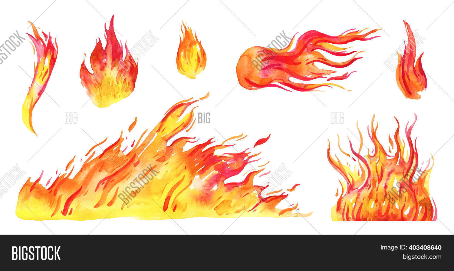 Watercolor Flames Set Image & Photo (Free Trial) | Bigstock