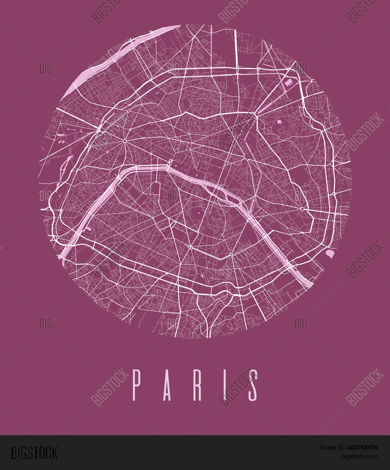 Paris Map Poster. Vector & Photo (Free Trial) | Bigstock