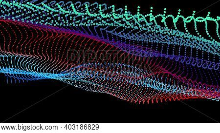 Node 3d Data Array. Dots Organized To Network Data Flow. Deep Big ...
