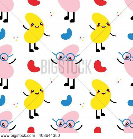 Colorful Doodle Style Kidney Characters Vector Seamless Pattern ...