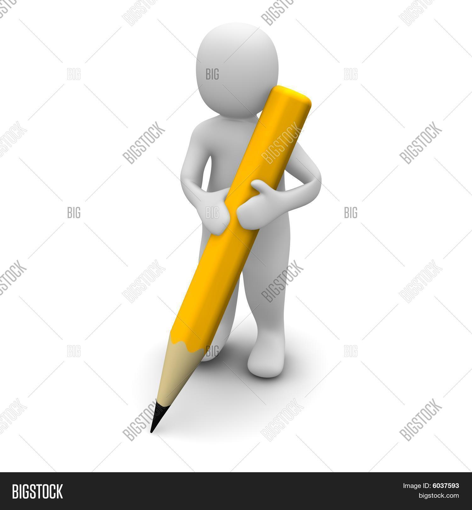 Man Holding Pencil Image & Photo (Free Trial) | Bigstock
