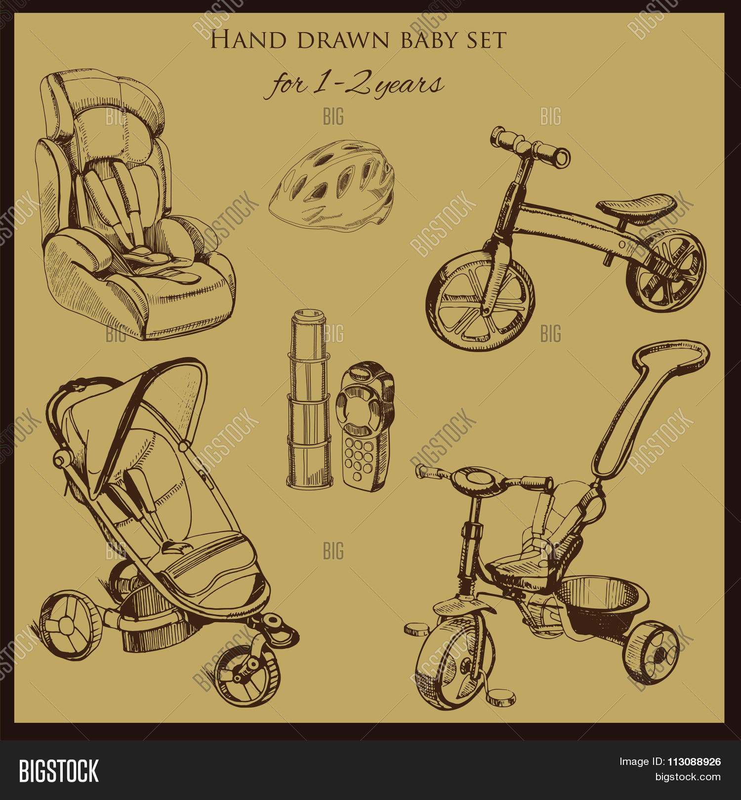 Retro Hand Drawn Baby Vector & Photo (Free Trial) | Bigstock
