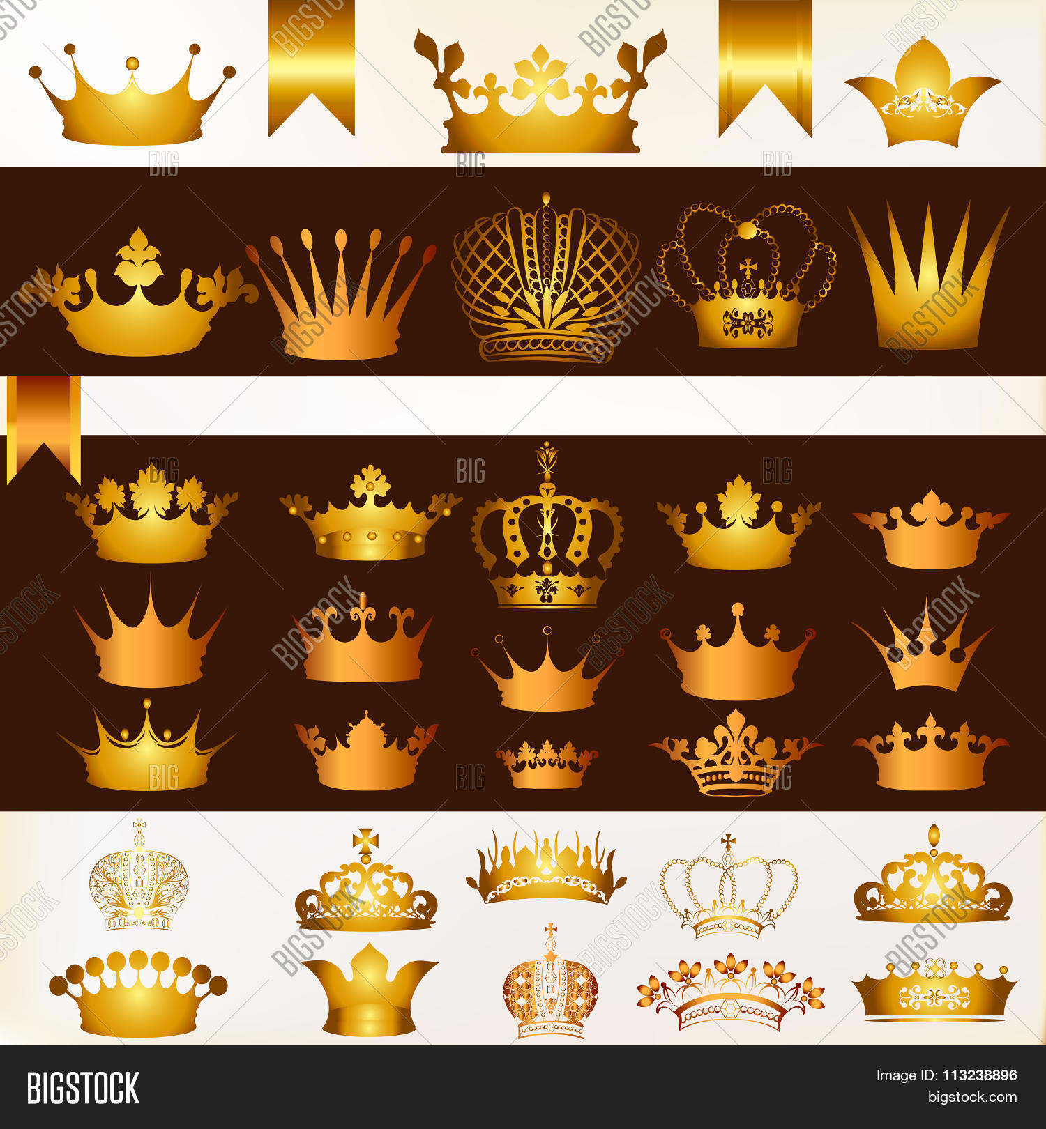 Vector Set Crowns Vector & Photo (Free Trial) | Bigstock