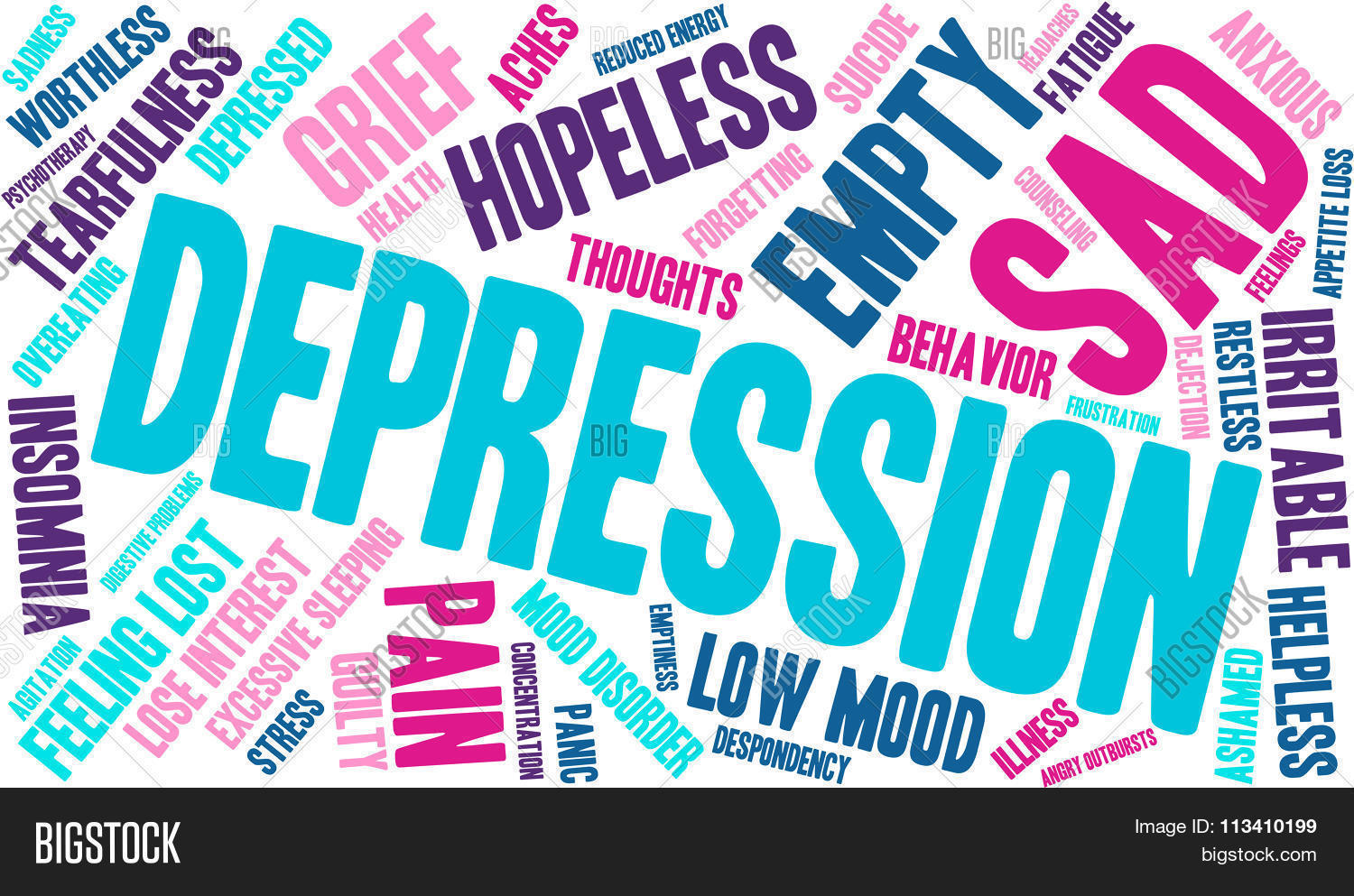 Depression Word Cloud Vector & Photo (Free Trial) | Bigstock