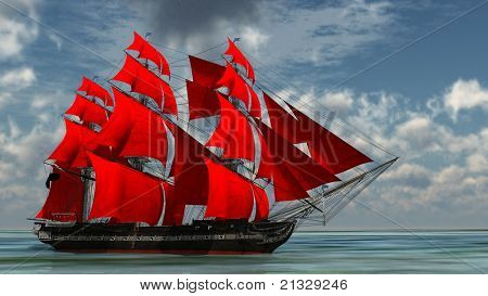Ship Red Sails Image & Photo (Free Trial) | Bigstock