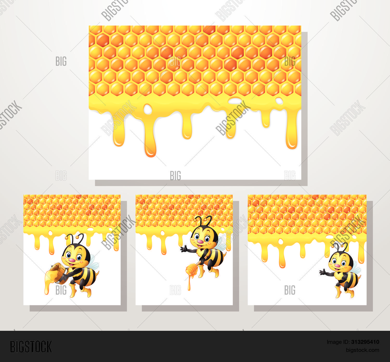 Cartoon Bee Honeycomb Vector & Photo (Free Trial) | Bigstock