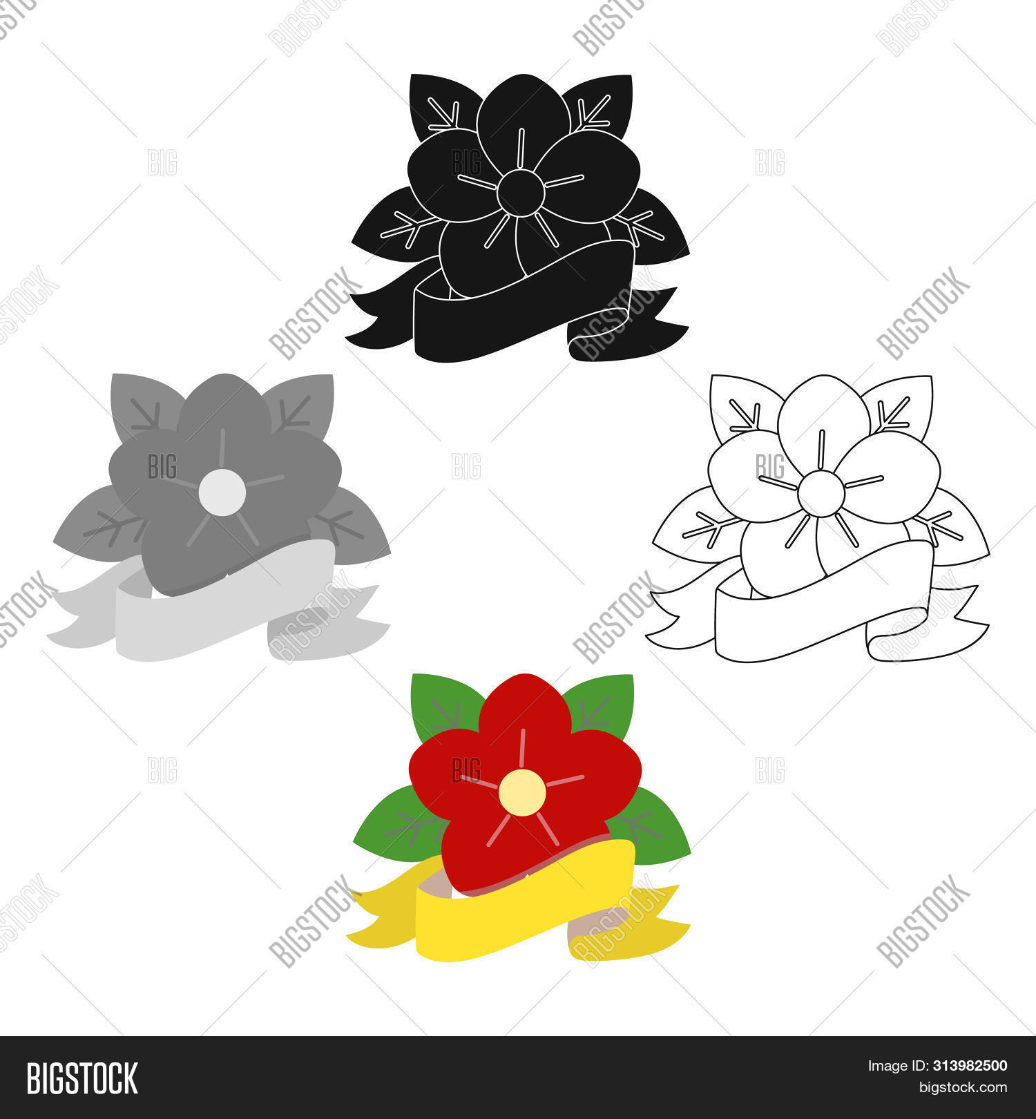 Flower Tattoo Emblem Image & Photo (Free Trial) | Bigstock