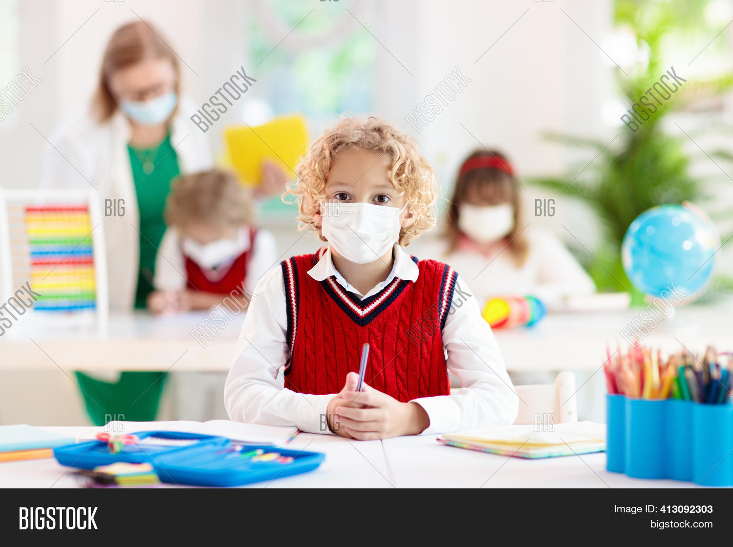 Kids Face Mask School Image & Photo (Free Trial) | Bigstock