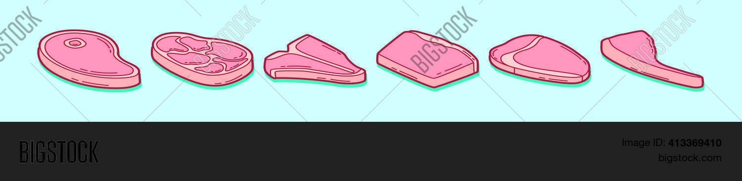 Set Veal Cartoon Icon Vector & Photo (Free Trial) | Bigstock
