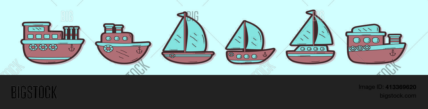 Set Trawler Cartoon Vector & Photo (Free Trial) | Bigstock
