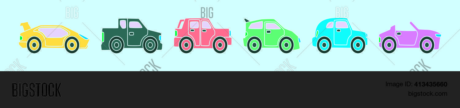 Set Car Cartoon Icon Vector & Photo (Free Trial) | Bigstock