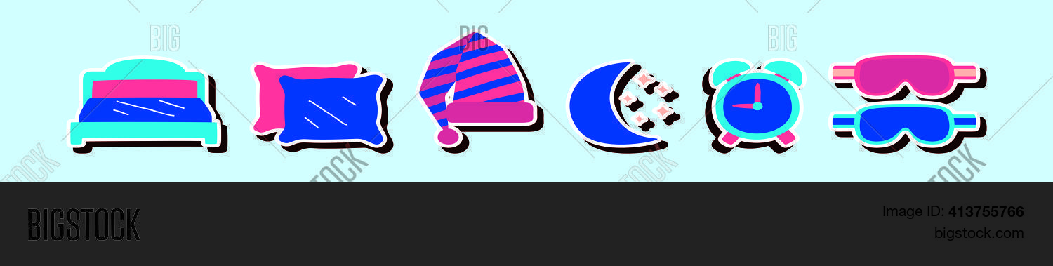 Set Bedtime Element Vector & Photo (Free Trial) | Bigstock