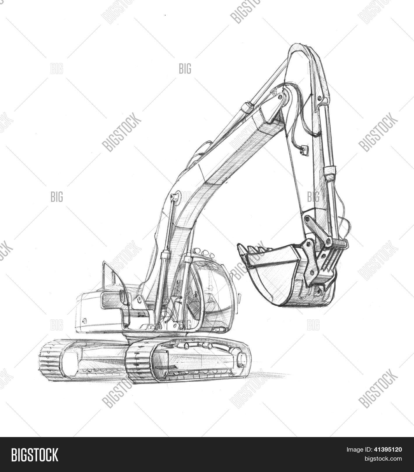 Drawing Excavator Image & Photo (Free Trial) | Bigstock
