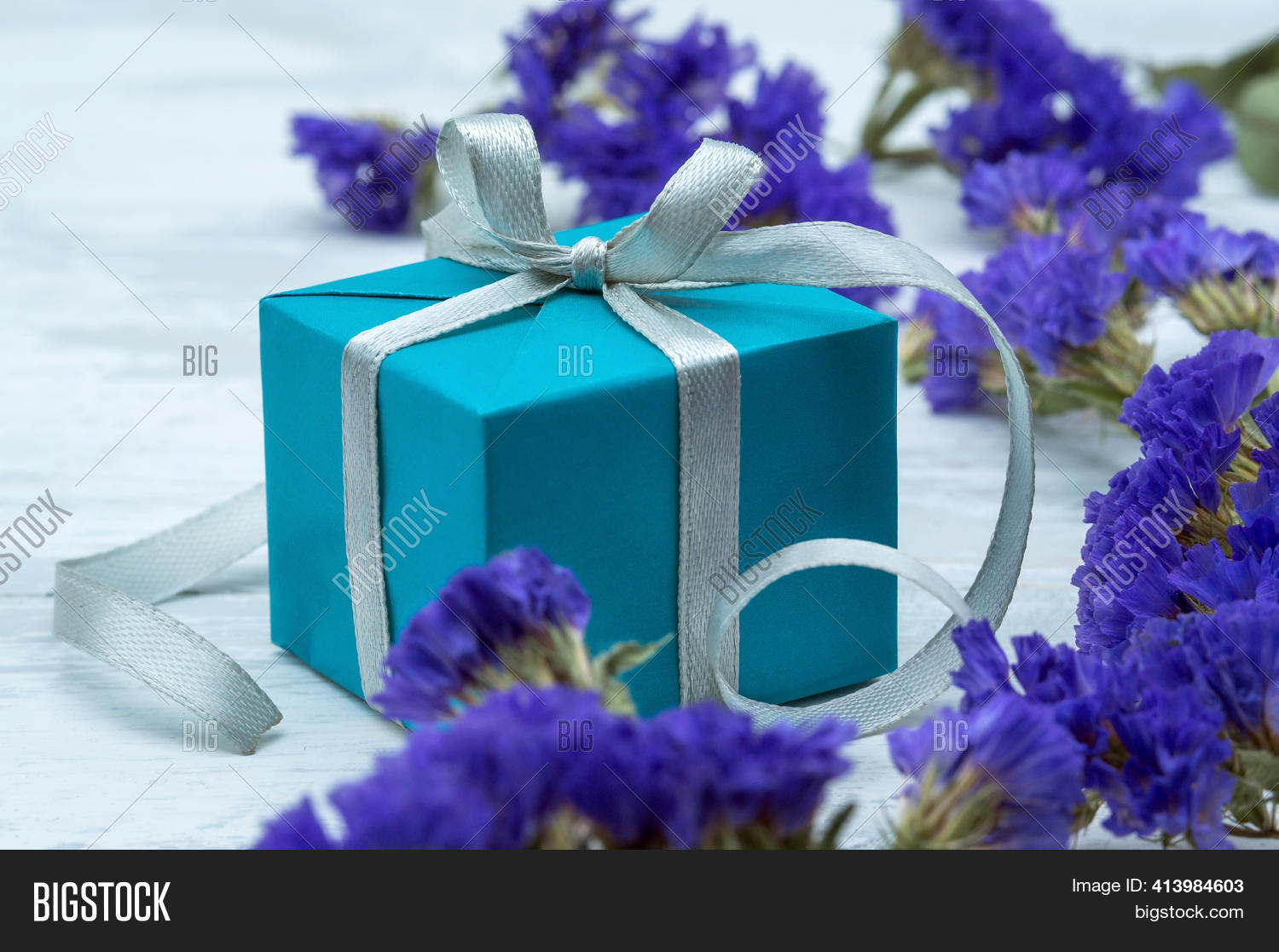 Gift Wrap Blue Flowers Image & Photo (Free Trial) | Bigstock