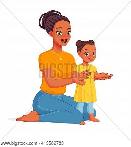 Mother Helping Her Vector & Photo (Free Trial) | Bigstock
