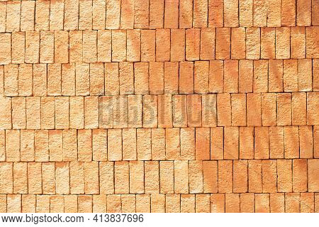 Rectangular Orange Bricks Random Pattern Wall Facade Texture Material ...
