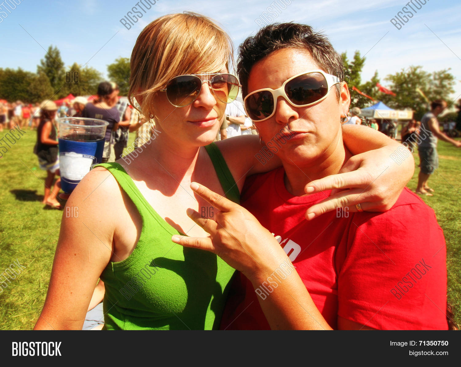 Two Girls Making Signs Image & Photo (Free Trial) | Bigstock