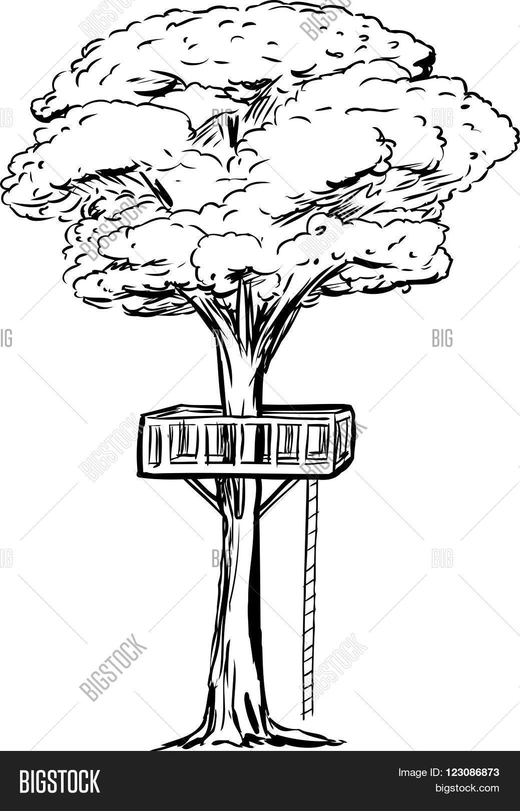 Outlined Treehouse Image & Photo (Free Trial) | Bigstock