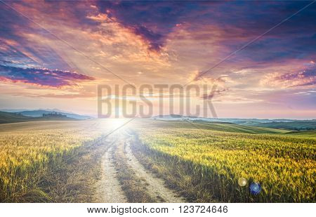 Sunset Over Dirt Road Image & Photo (Free Trial) | Bigstock