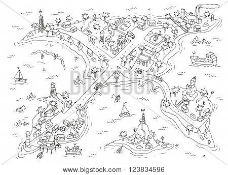 Doodle Islands Map. Vector & Photo (Free Trial) | Bigstock