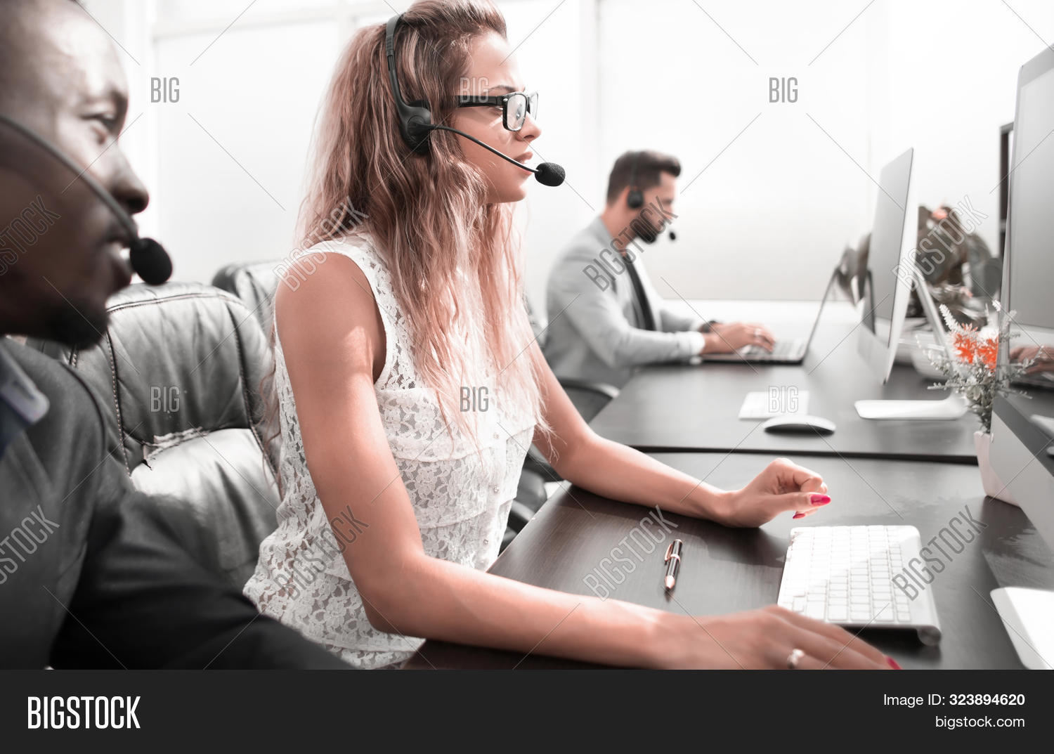 Call Center Staff Desk Image & Photo (Free Trial) | Bigstock