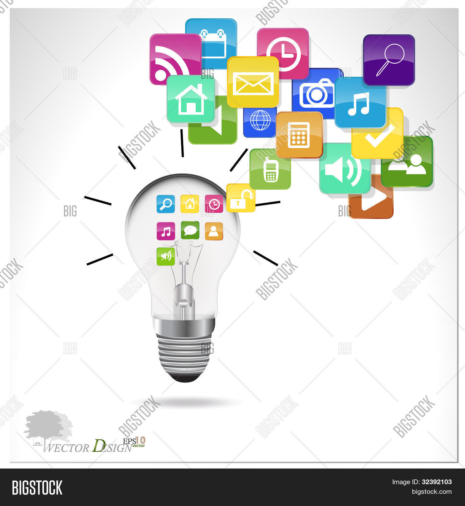 Bulb Cloud Colorful Vector & Photo (Free Trial) | Bigstock