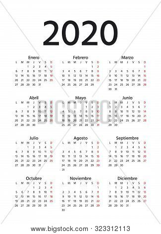 Spanish Calendar 2020 Vector & Photo (Free Trial) | Bigstock