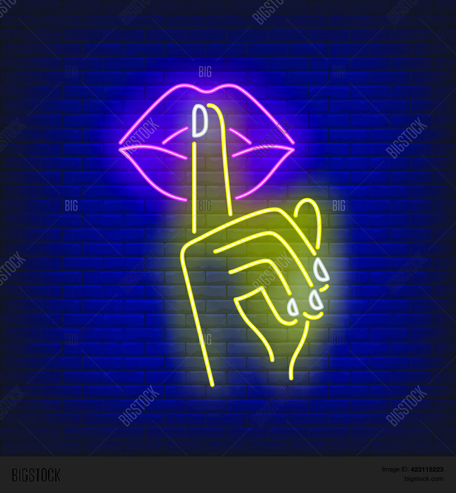 Shh Gesture Neon Sign Vector & Photo (Free Trial) | Bigstock