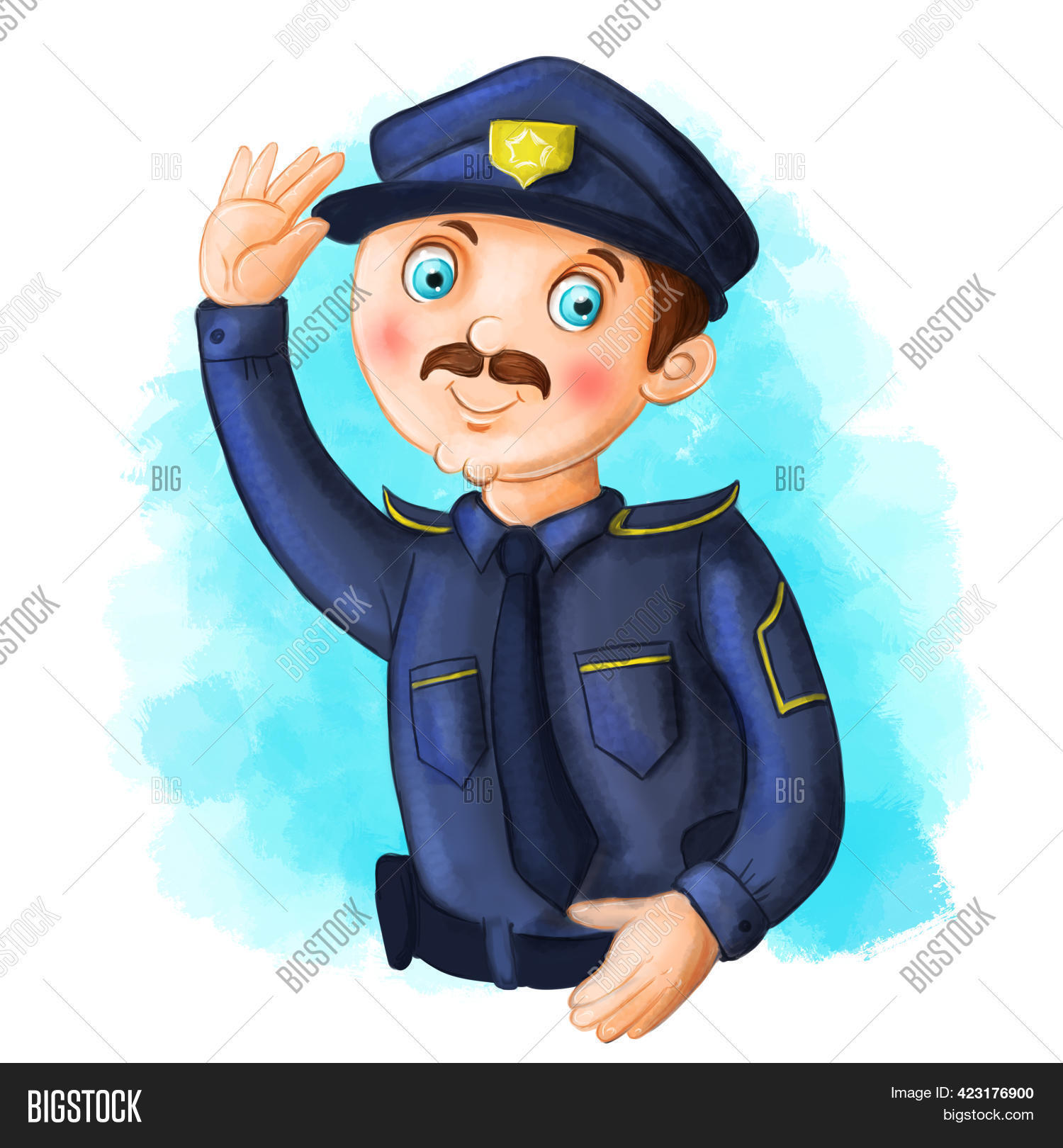 Police Helping Kids Cartoon