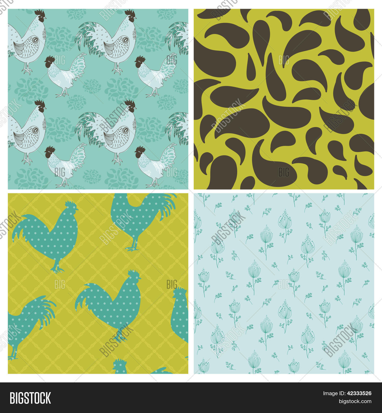 Set Vintage Rooster Vector & Photo (Free Trial) | Bigstock
