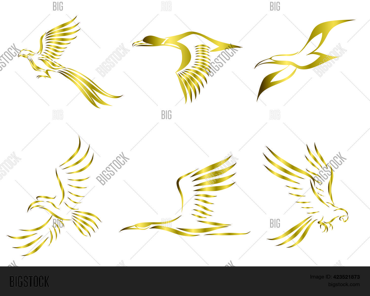 Set Six Gold Vector Vector & Photo (Free Trial) | Bigstock